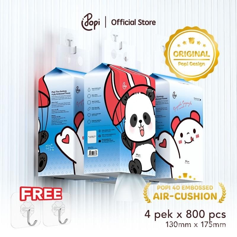 [4 pek TISU PANDA POPI] Popi Tisu Gantung Viral 4 Lapisan 800 Helai ...