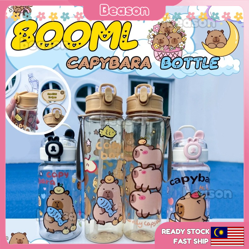 800ml Botol Air Capybara Kuromi Cinnamoroll Water Bottle Kids Straw Bpa ...