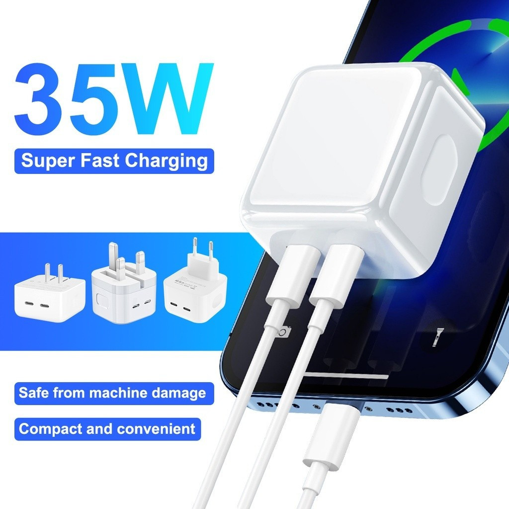 PD USB C Charger for 35W Dual Type C Fast Charging Quick 3.0 Mobile ...