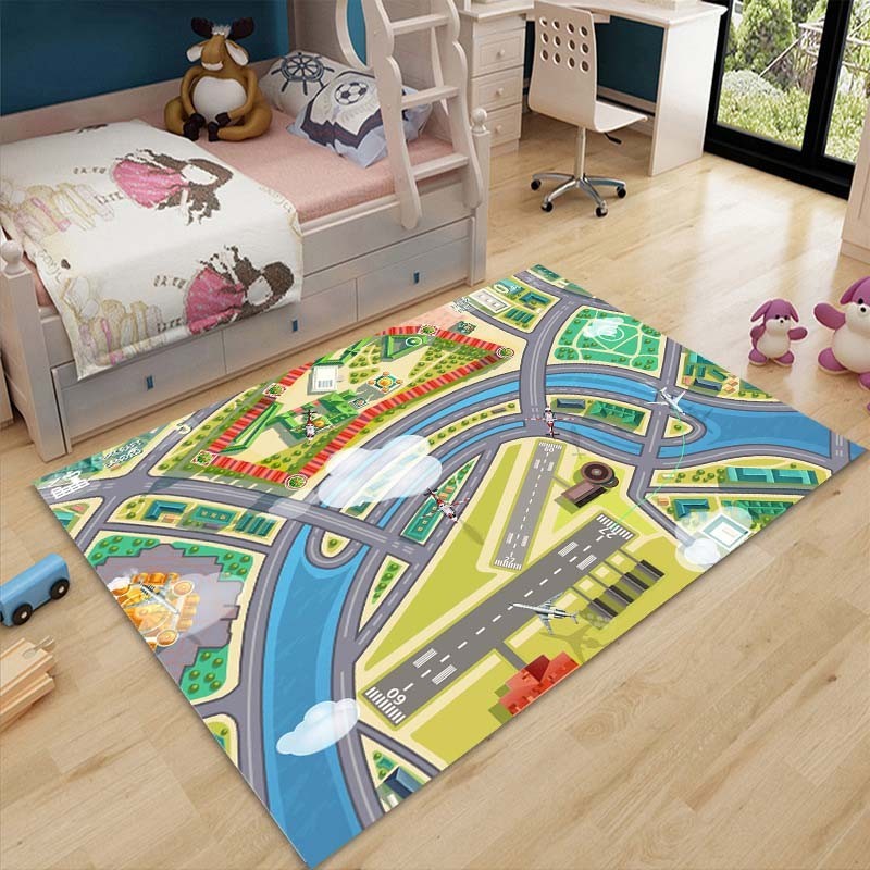 Kids Carpet Playmat RugExtra Large City Life Carpet Learning Exercise ...