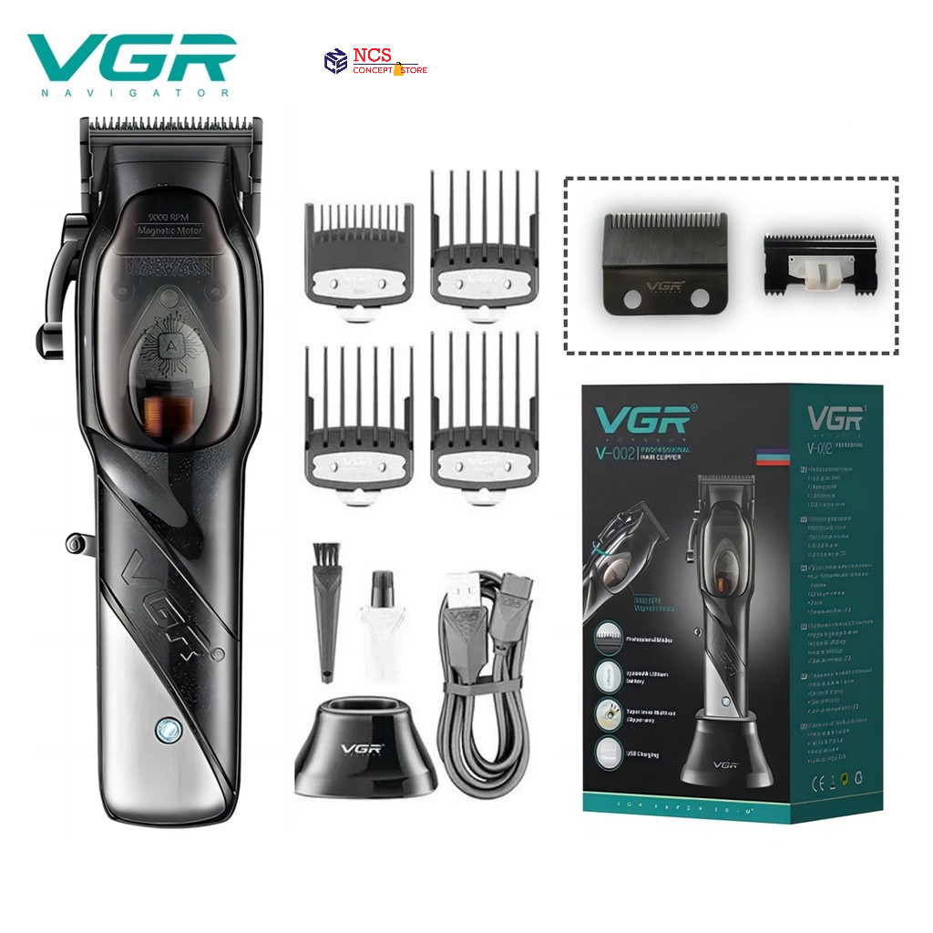 VGR V-002 Professional Hair Clipper Hair Trimmer RPM 9000 Magnetic Motor DLC Coating Blade ...