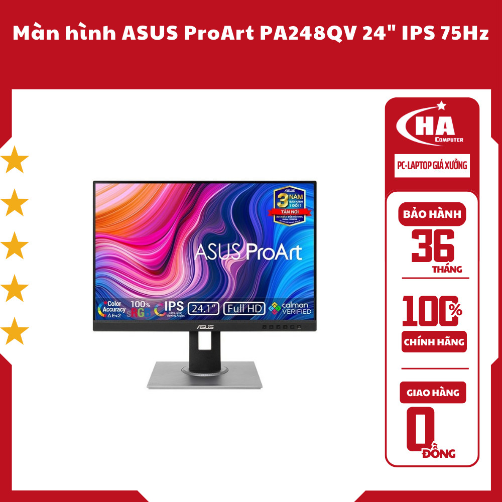 Asus ProArt PA248QV 24 monitor" IPS 75Hz 16:10 specialized in graphics ...