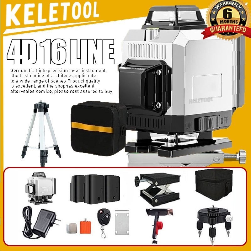 16 Line Laser Leve Self-Leveling 360 Degree 3D 4D Auto Measurement ...