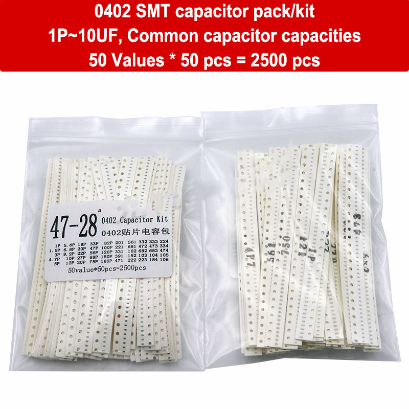 0402 SMD capacitor pack/kit, 1P~10UF, Common capacitor capacities, 50 ...