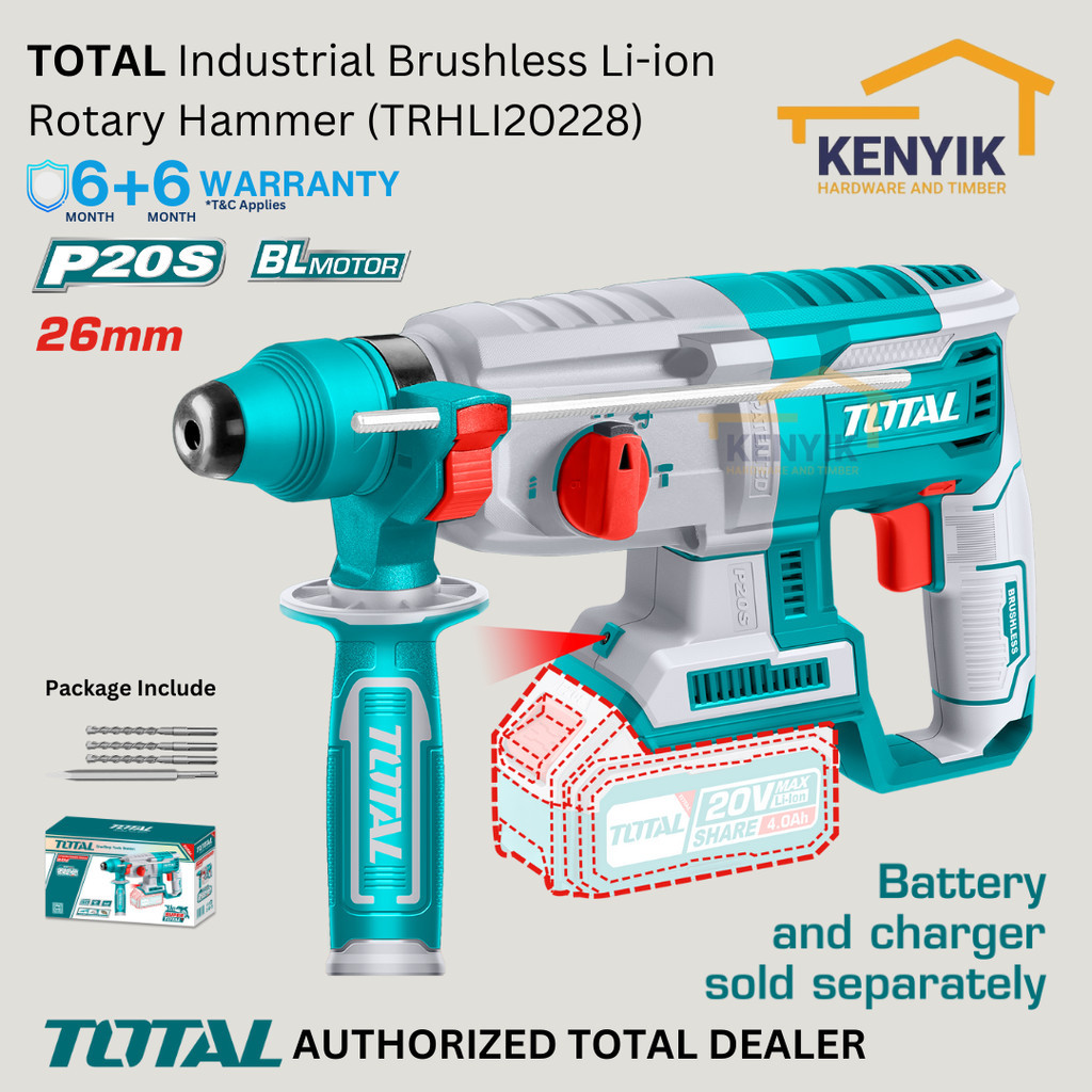 TOTAL Industrial Brushless Li-ion Rotary Hammer (TRHLI20228) | Shopee ...