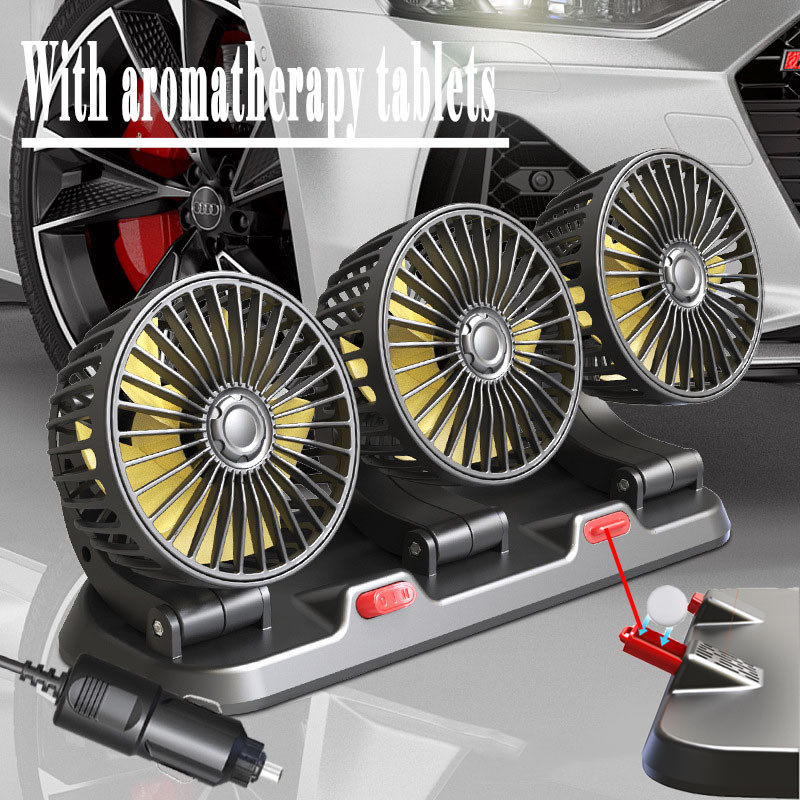 Car Powerful Three-Fan Air Conditioning Booster Cooler 360° Adjustable ...