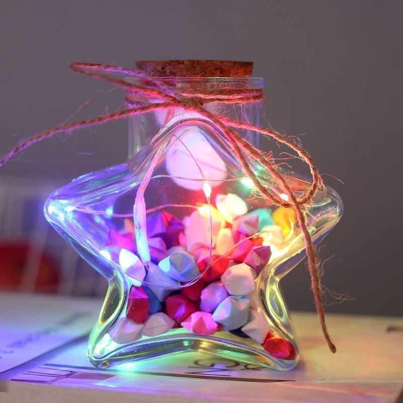 Folded Star Paper Jar Glass Bottle Empty Bottle With Cap Wishing Bottle ...