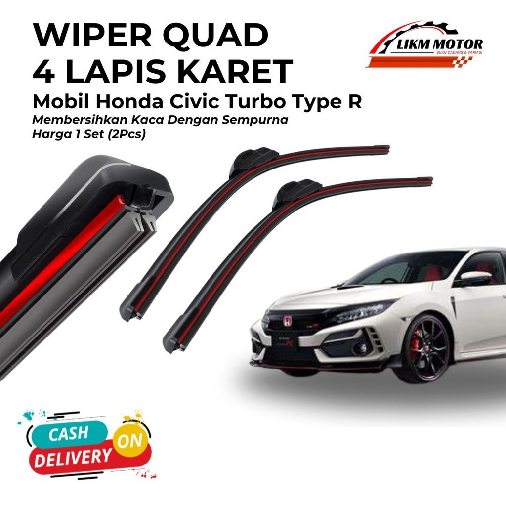 Wiper Quad Honda Civic Turbo Type R 4-layer Rubber Blade 1set Left And Right A Pair Of Car ...