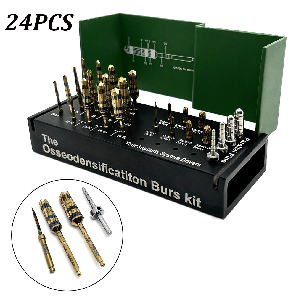 24Pcs/set Dental Maxillary Lift Drills Osseodensification Burs Kit ...