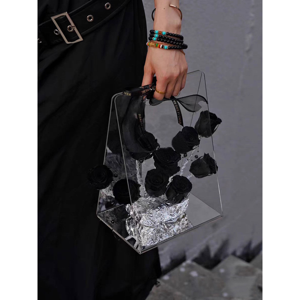 Acrylic Portable Flower Box Floral Packaging Box Transparent Box diy ...