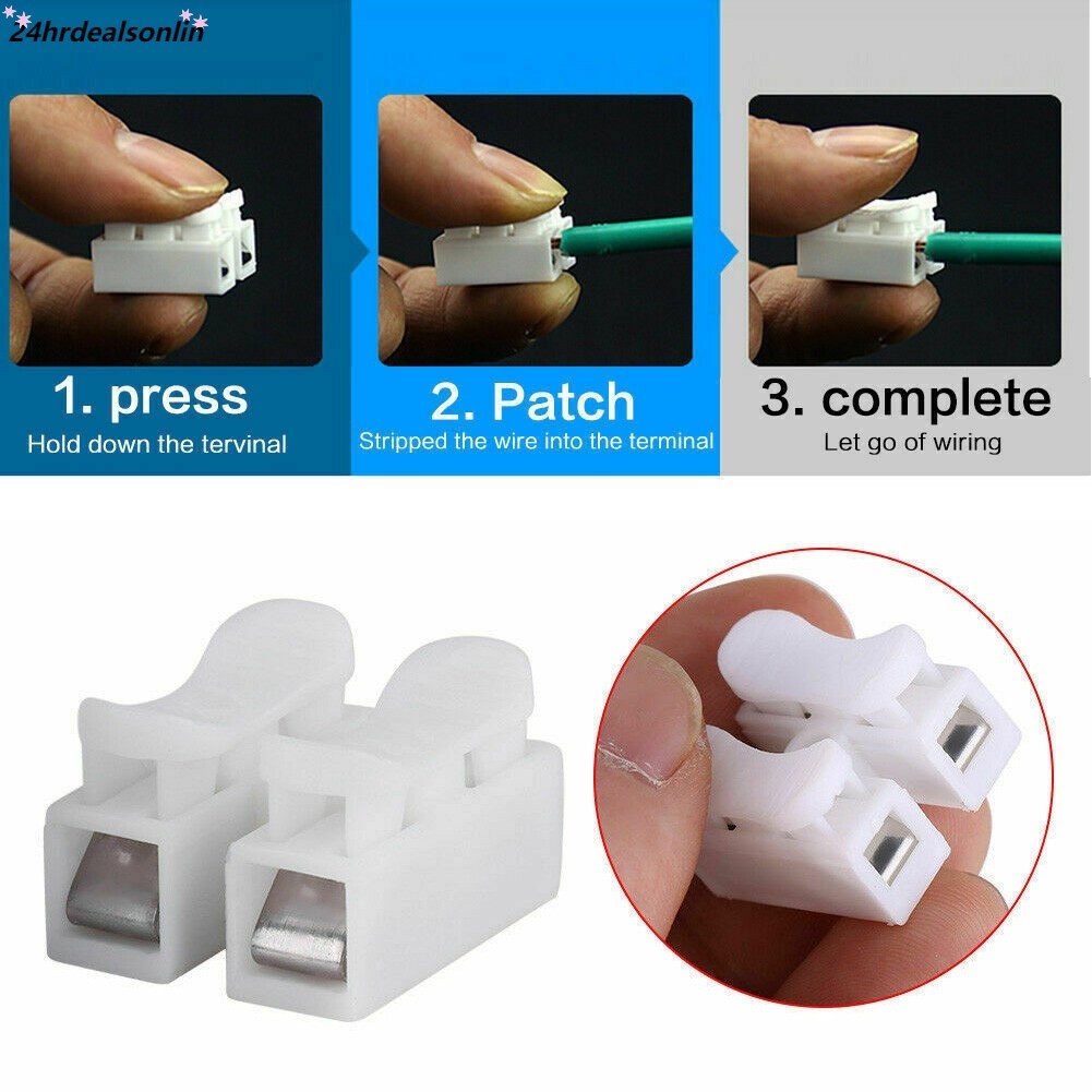 【HRDEAL】 10Pcs CH2 Spring Quick Wire Connector Cable Clamp Terminal ...