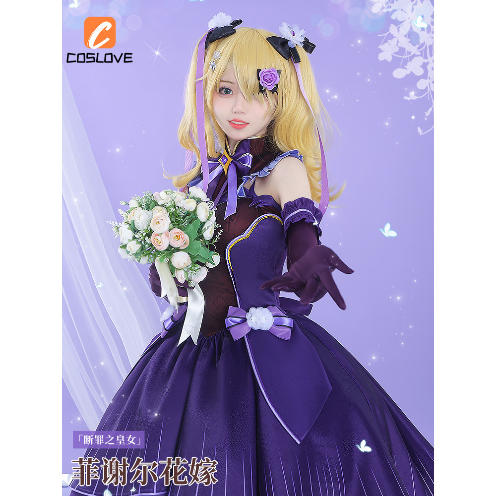 Anime Game Genshin Impact Fischl Bride Dress Cosplay Clothing Full Set ...