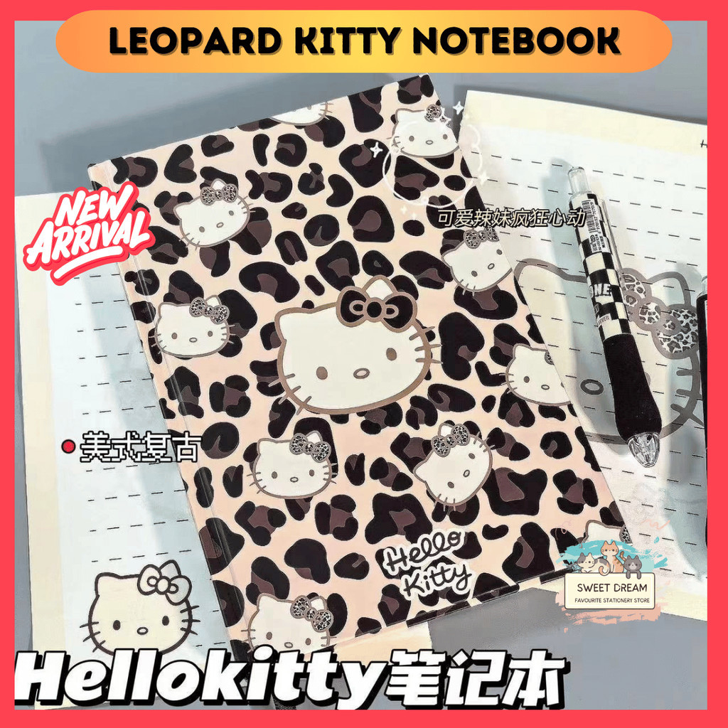 SANRIO Leopard Hello Kitty A5 Size Horizontal Line Notebook Cute Hard ...