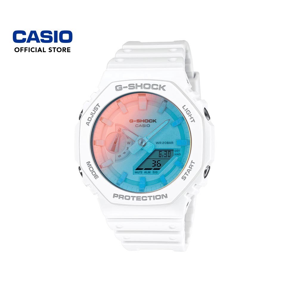 Casio G-Shock Beach Time Lapse Series GA-2100TL-7A White Bio-Based Resin Band Men Sports Watch ...