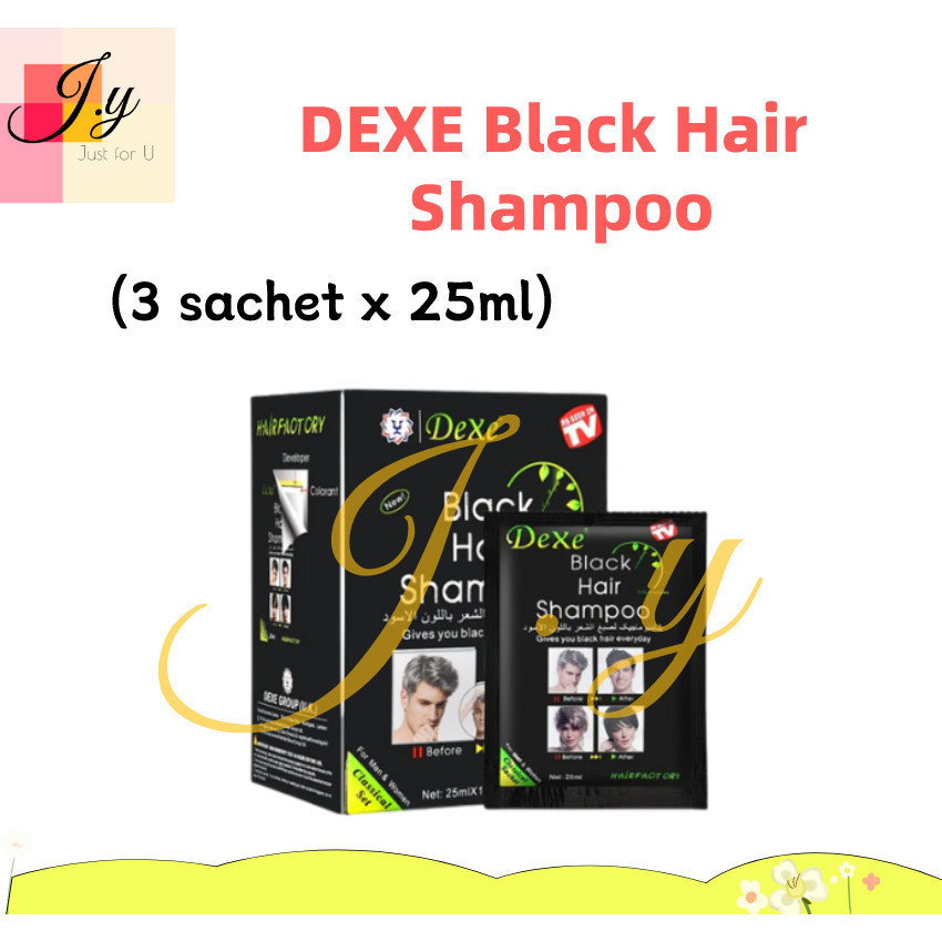 READY STOCK!!! DEXE Black Hair Shampoo (3 sachet x 25ml) | Shopee Malaysia