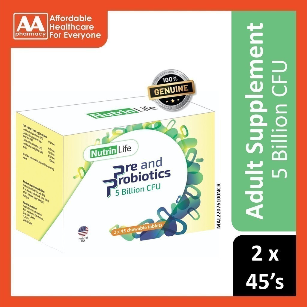 NutrinLife Pre And Probiotics 5 Billion CFUs Chewable Tablet 2x45's ...