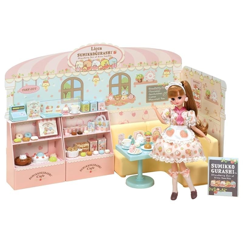 Takara Tomy "Licca-chan Sumikkogurashi Cafe Welcome!" Dress-up doll pretend play toys for ages 3 ...