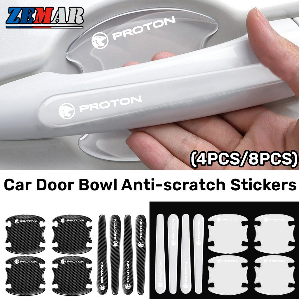 4/8Pcs Proton Transparent Car Door Bowl Sticker Anti Scratch Sticker ...