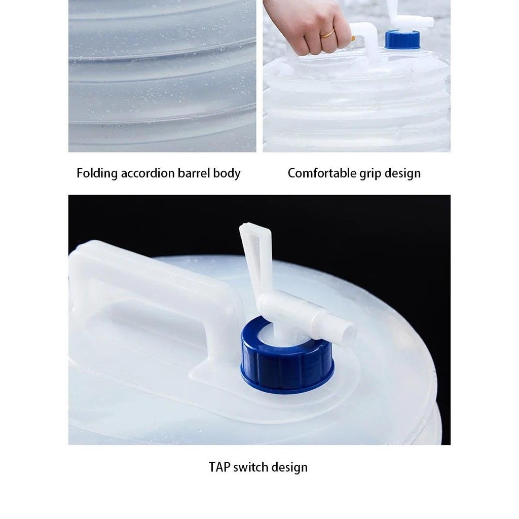 5-15L Capacity Car Collapsible Outdoor Water Bucket Portable Driving Water Tank Container Faucet ...