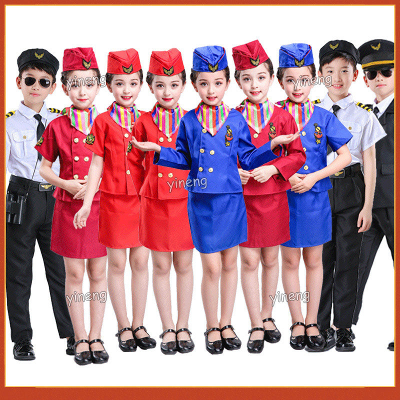 Girls Stewardess Uniform Flight Attendant Costume for Kids Pilot ...