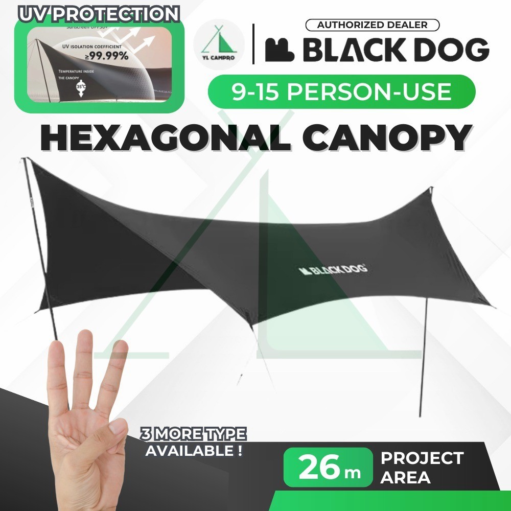 BLACKDOG Flysheet Butterfly Canopy Tarp Camping Hexagon kanopi khemah ...