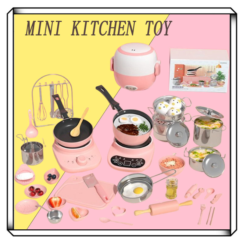 Mini Kitchen Toy Set for Kids Real Cooking Pretend Play Educational ...