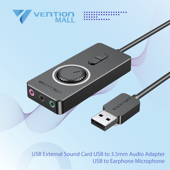 Vention USB Sound Card External Adapter Stereo With Volume Windows Mac ...
