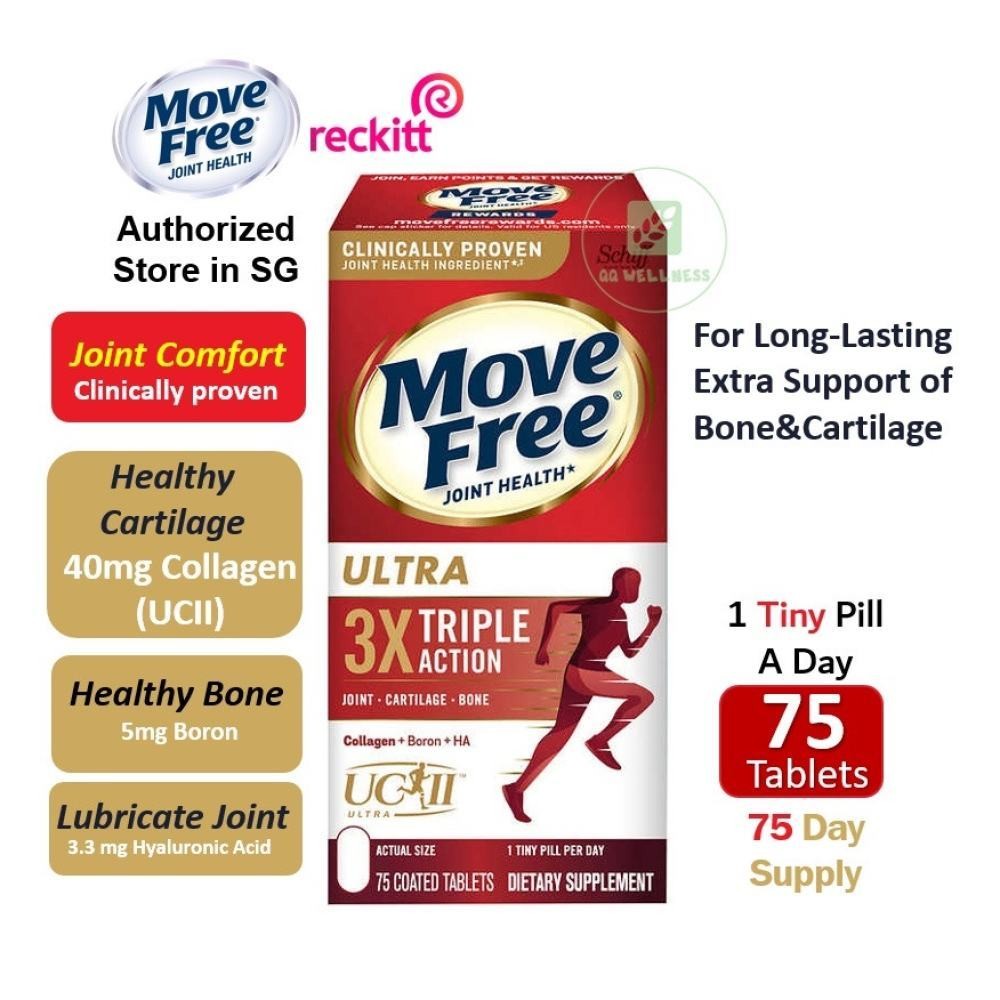 Schiff MoveFree Ultra Audlt Joint Health Supplementation Triple Action with TypeⅡ Collagen Boron ...