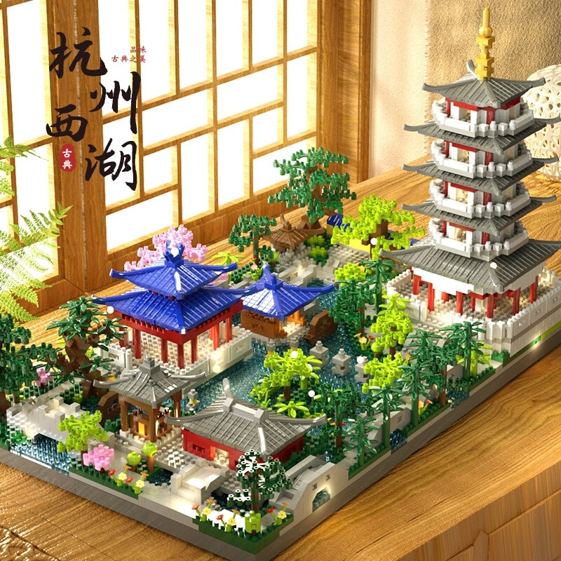 Blok Bangunan Istana Tasik Barat Hangzhou Tahap 10 Kesukaran Model Seni ...