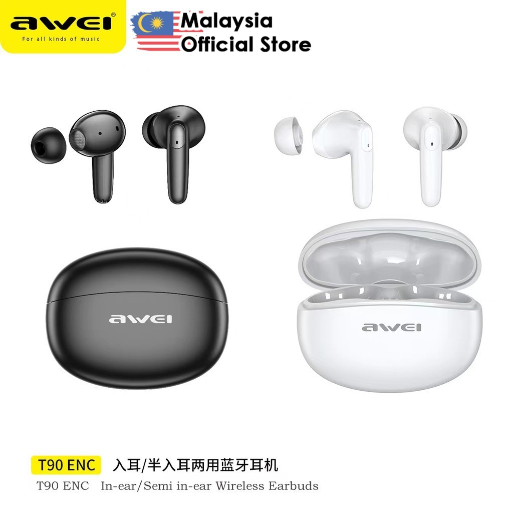 Awei T90 ENC Wireless Earbuds In-Ear Semi In-Ear ENC Gaming Earbuds ...