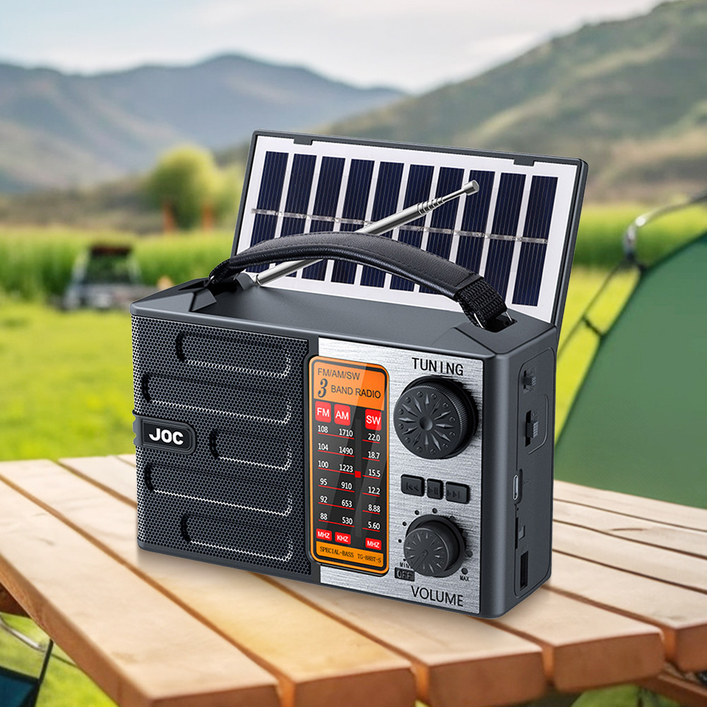 Solar Radio with LED Flashlight & BT Speaker Portable AM FM SW Radio ...