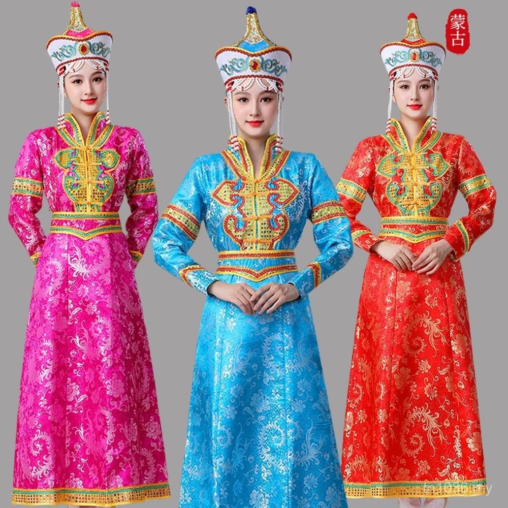 Mongolian Robe Ladies Mongolian Long Costume Costume Daily Traditional ...