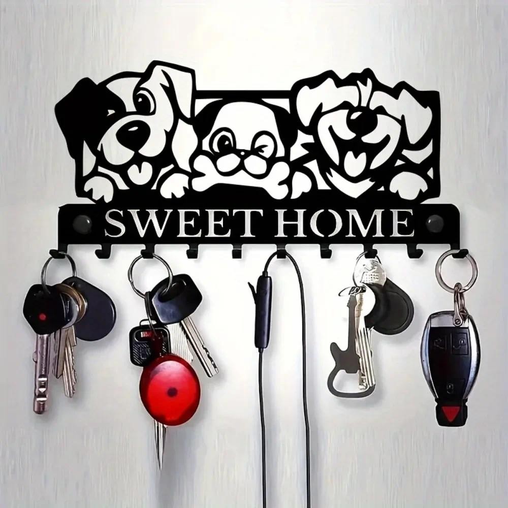 Charming Metal Puppy Key Holder for Wall Mount, Vintage Decor Front ...