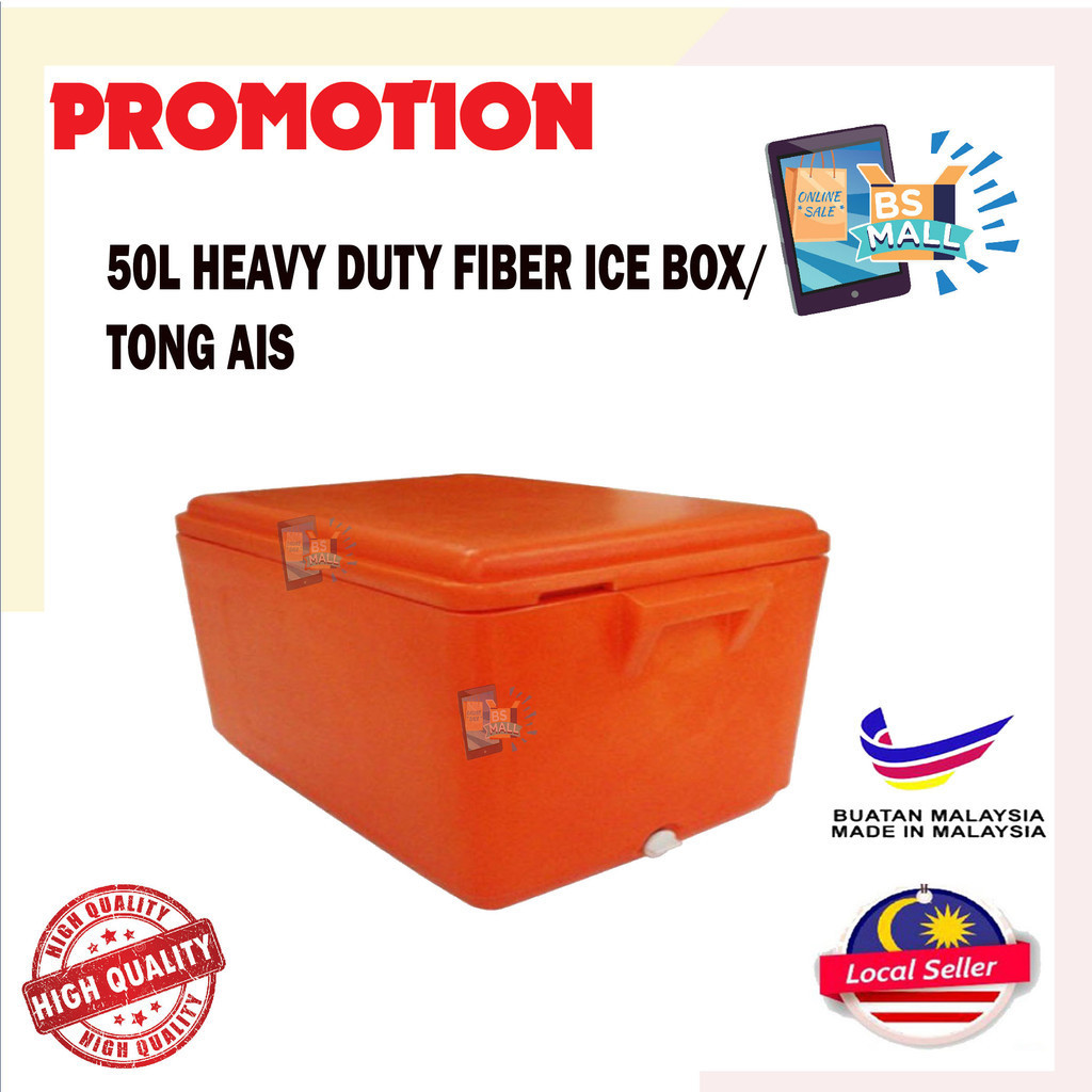 50 Liter Tong Ais Ikan Tong Oren Tong Fiber Kotak Sejuk Fiber Laut Beku ...