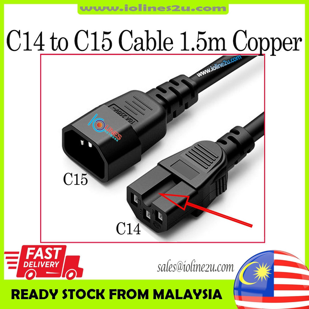 IEC-320-C15 to C14 Power Extension Converter cable 1.5m 1.8m 3m Server ...