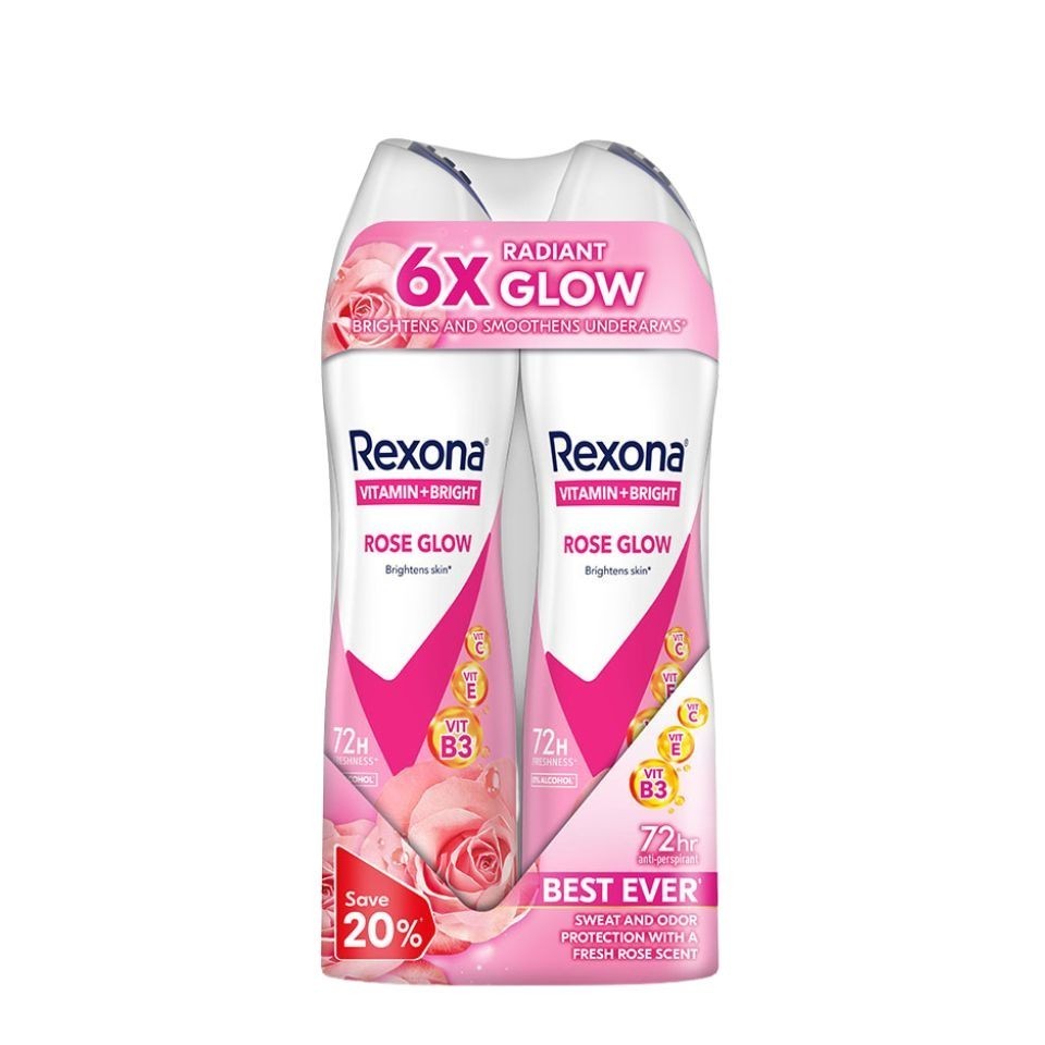 Rexona Deodorant Spray Women Rose Glow (Twin Pack) 135ml x 2 | Shopee ...