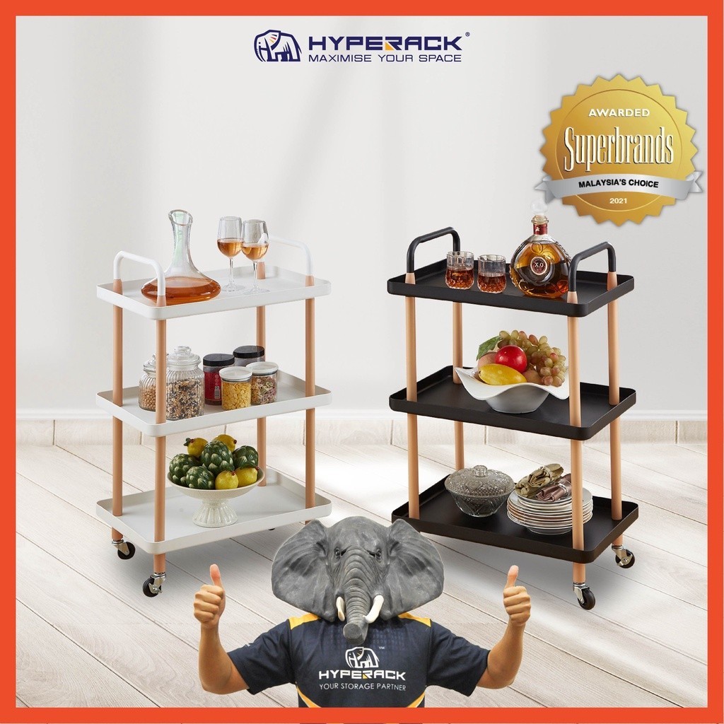 SUPERACK [High Quality] Nordic Trolley Rack 3 Tier Storage Rack Kitchen ...