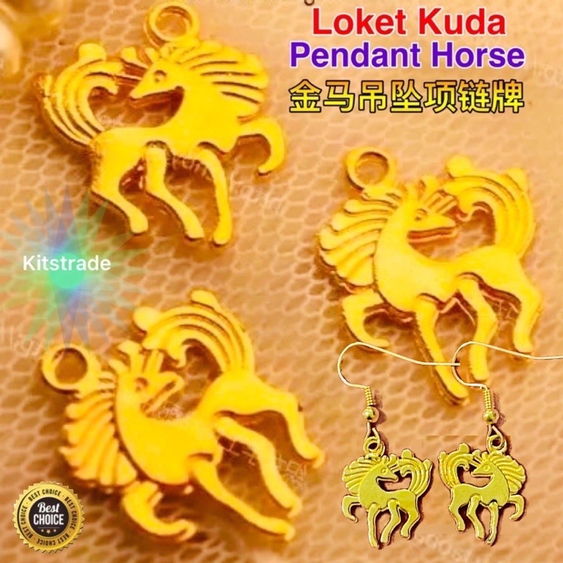 Pendant Jewellery Horse Gold Loket Kuda Emas 金马吊坠项链牌 | Shopee Malaysia