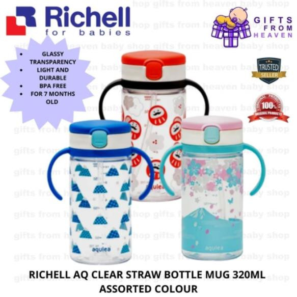 RICHELL AQ CLEAR STRAW BOTTLE MUG 320ML ASSORTED COLOUR | Shopee Malaysia