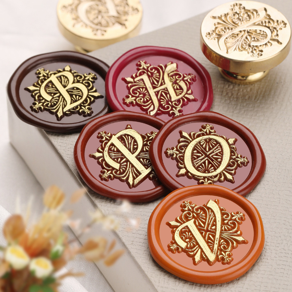 26 Letter A-Z Sealing Wax Stamp Head Copper Wreath Alphabet Series ...