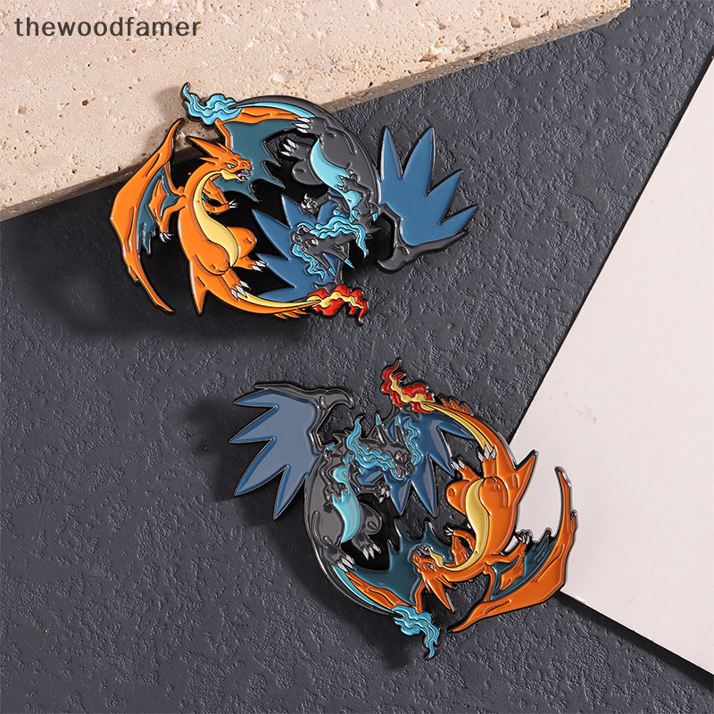 thewoodfamer Pokemon Charizard Rayquaza Metal Brooch Pikachu Cartoon ...