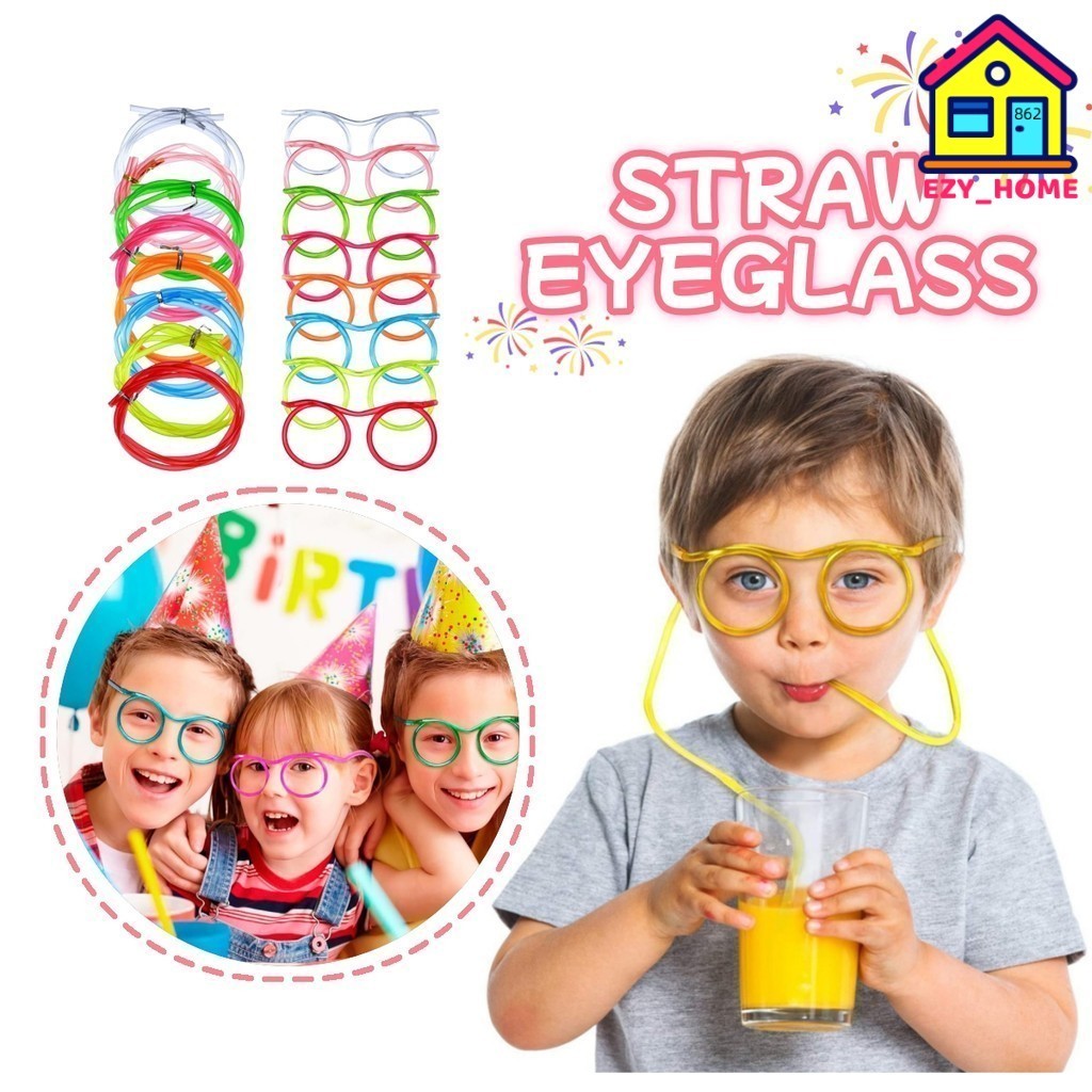Non Toxic Flexible Drinking Straw Eyeglass Silly Glasses Straw ...