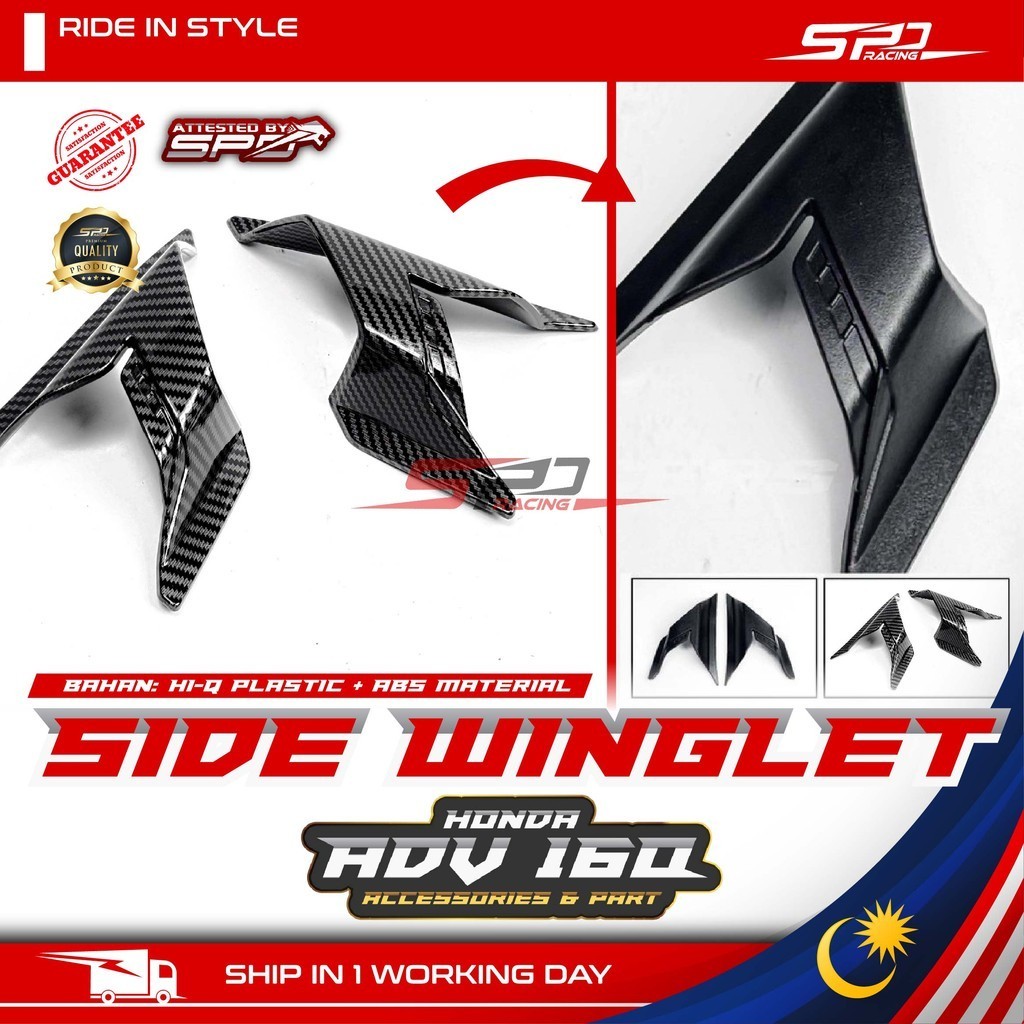 ADV 160 Side Winglet I HI-Q Plastic I Carbon I Matt Black PNP For HONDA ...