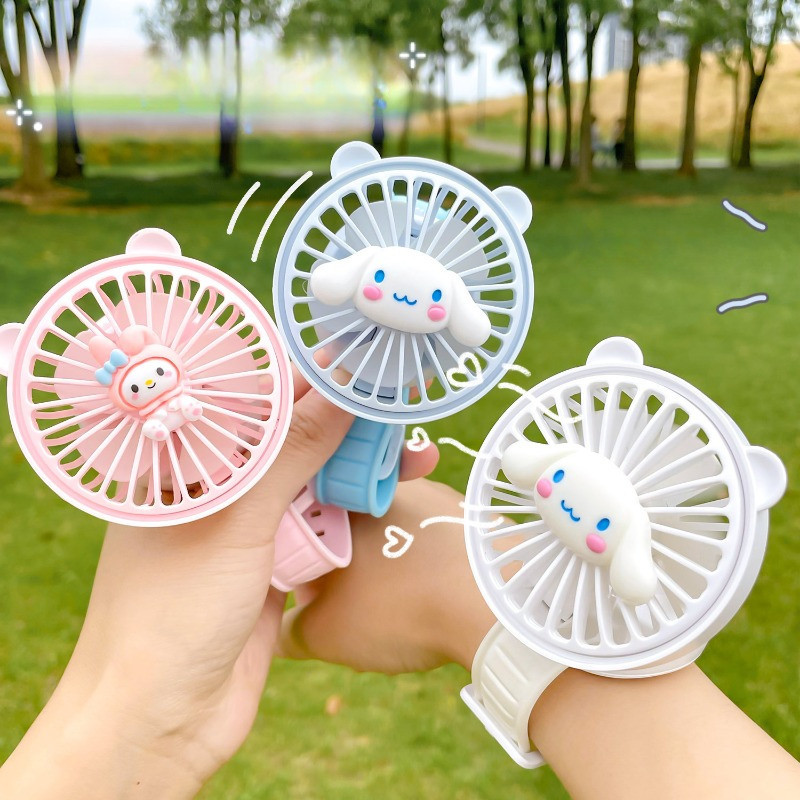 Sanrio Fan Portable Anime Figures Kuromi Cinnamoroll Wrist Watch Fan My ...