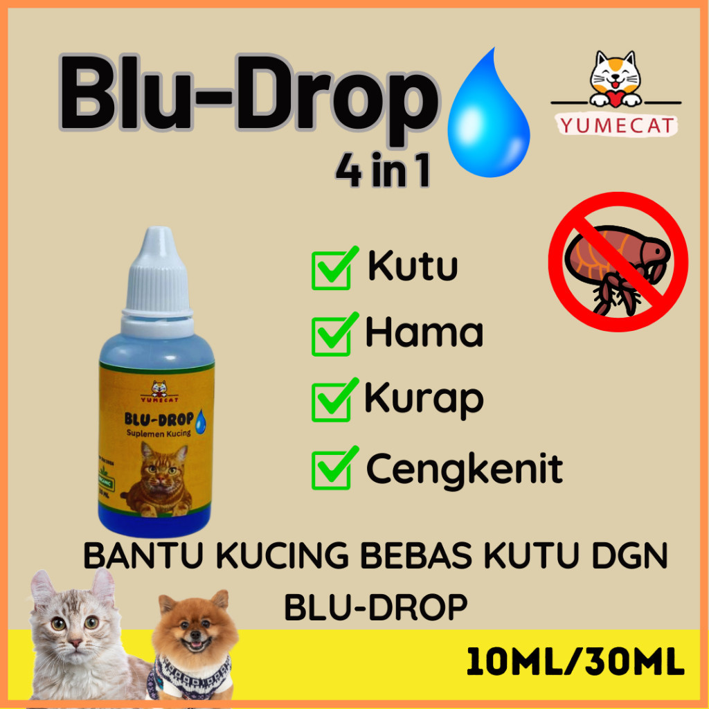 YUMECAT Blu Drop Untuk Hapuskan Kurap Kutu Hama Cengkenit & Parasites ...