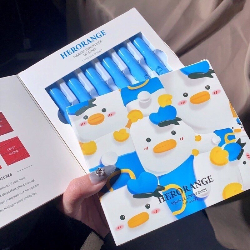 Set Of 6 Her Orange Lovely Duck Cute Blue Duck Cream Lipsticks Up Very ...