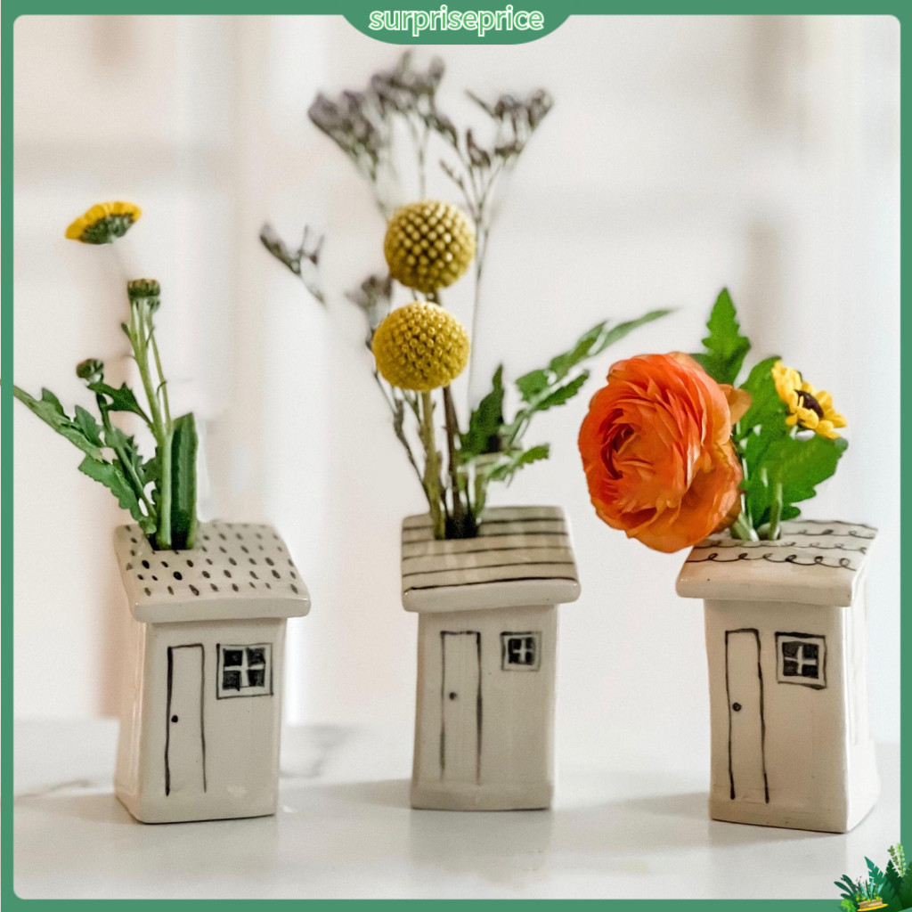 surpriseprice| Cabin Vase Decoration Home Decor Vase Mini Resin House ...