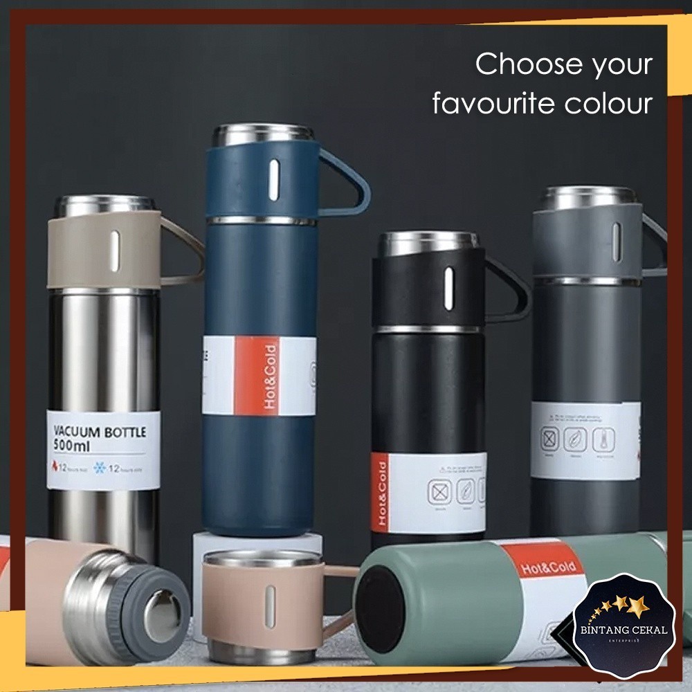 BC Flask Thermos Vacuum Set Cup 500ml 304 Stainless Steel Gift With ...