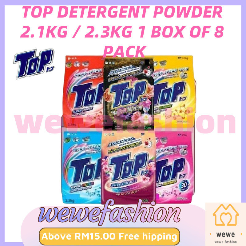 READY STOCK!!! Top Detergent Powder 2.1kg / 2.3kg 1 Box of 8 Pack ...