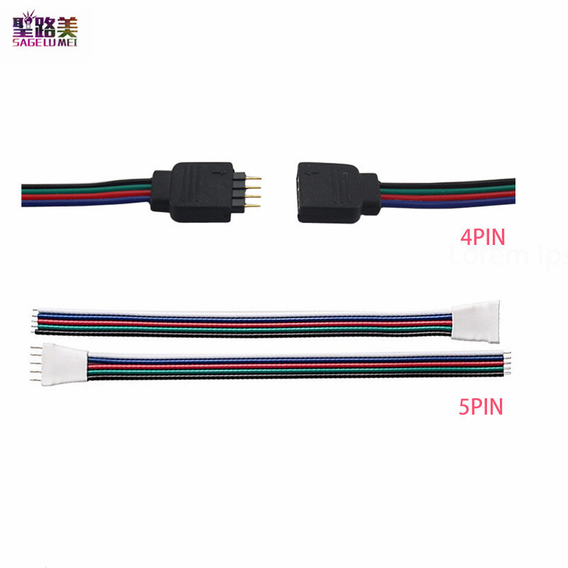 5pairs 4pin/5pin Female and Male Plug LED Cable Wire Connector Socket ...